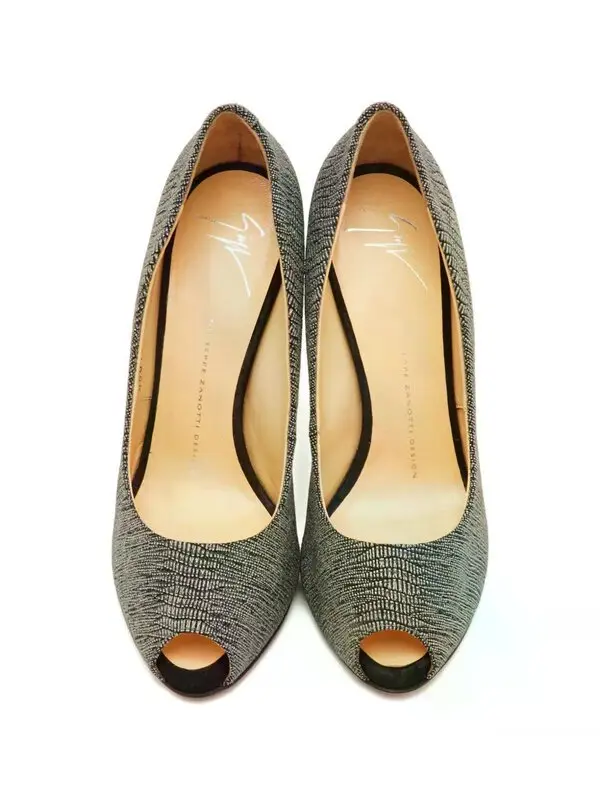 GIUSEPPE ZANOTTI Embossed Peep-toe Pumps - Grey
