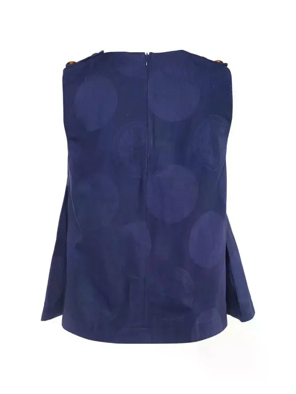 Kenzo Navy Circle Jacquard Sleeveless Blouse