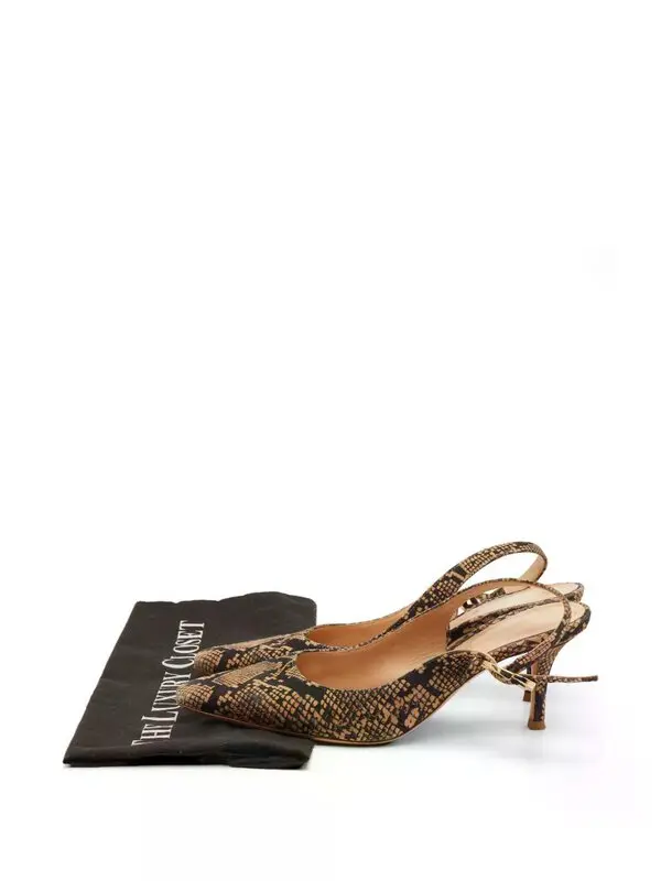 GIANVITO ROSSI Python Print Pointed Toe Slingback Pumps