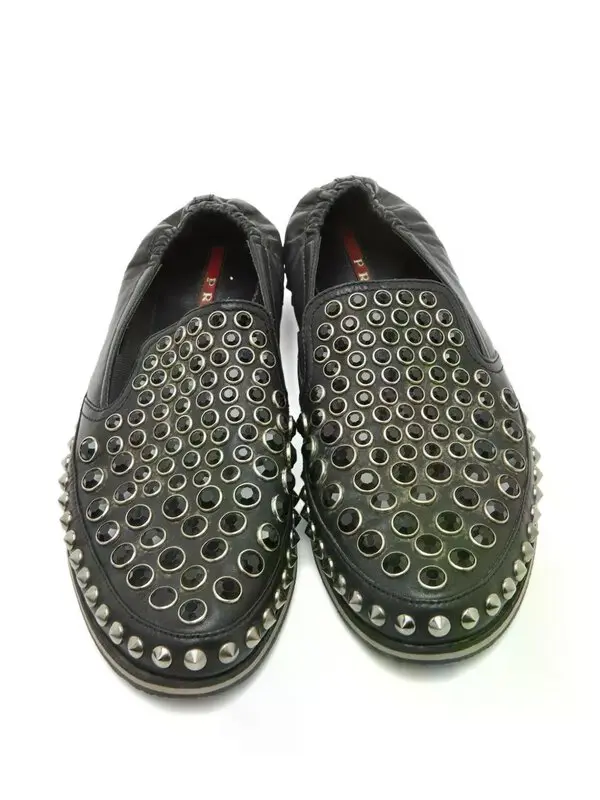Prada Studded Slip-on Leather Sneakers