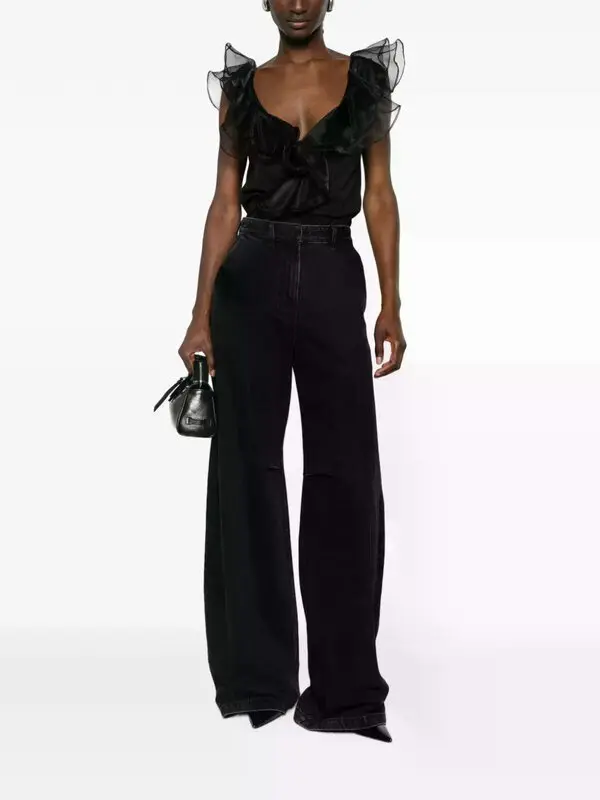 TWINSET Ruffle-trimmed V-neck Sleeveless Top