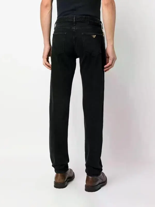 Emporio Armani Leather Strap Straight-leg Jeans