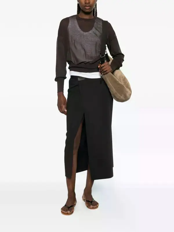 Paloma Wool Wrap Front Slit Midi Skirt