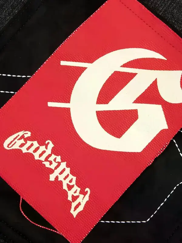 GODSPEED Patchwork Denim Shorts With Embroidered Logo Appliqués - Black