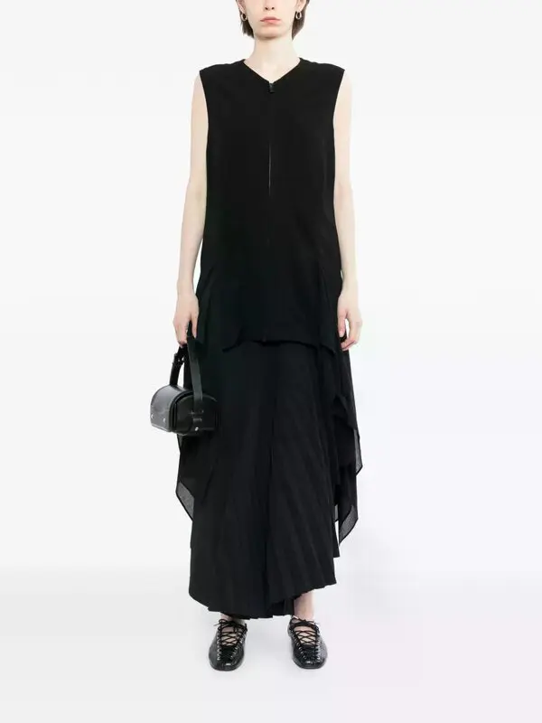 Yohji Yamamoto Sleeveless Ruffled Zip-up Top