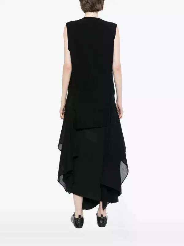 Yohji Yamamoto Sleeveless Ruffled Zip-up Top