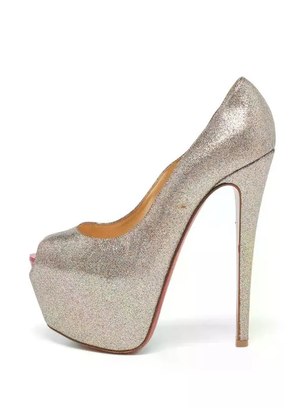 CHRISTIAN LOUBOUTIN Highness Glitter Peep-toe Pumps