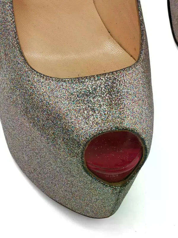 CHRISTIAN LOUBOUTIN Highness Glitter Peep-toe Pumps