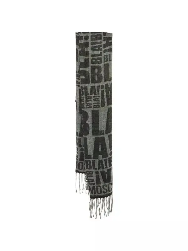 Moschino Bla Bla Fringed Scarf - Grey