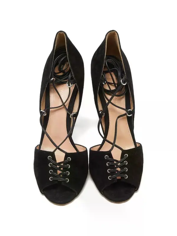 GIANVITO ROSSI Lace-up Suede Sandals - Black