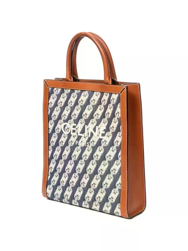 Celine Small Vertical Cabas Tote Bag With Chain Print - Blue