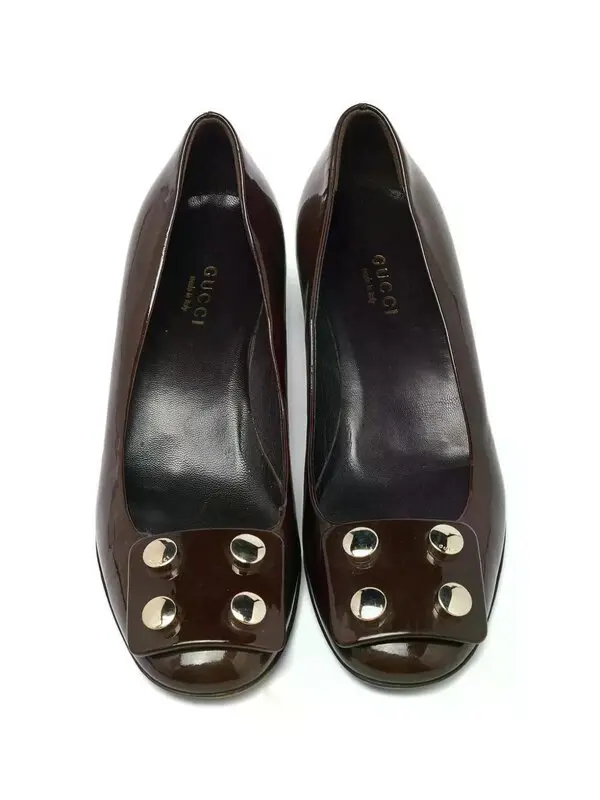Gucci Patent Leather Pumps With Gold-tone Stud Embellishments