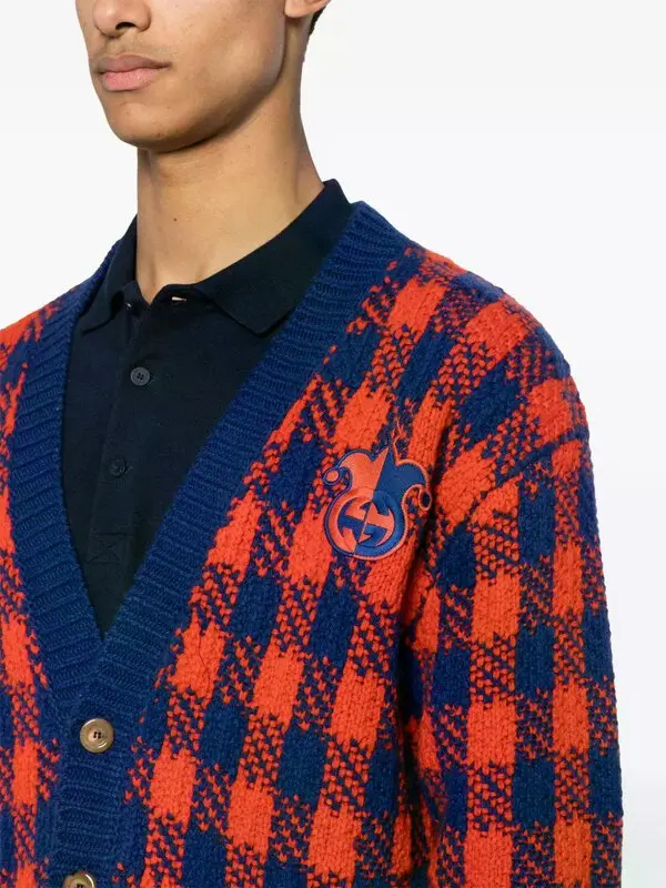 Gucci Interlocking Gg Gingham Wool Cardigan