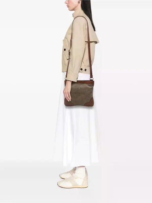 Prada Canvas Crossbody Bag With Leather Trim
