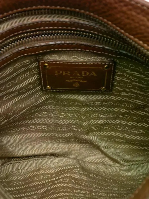 Prada Canvas Crossbody Bag With Leather Trim