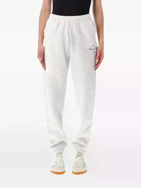 SPORTY & RICH Logo-print Elasticated-waist Track Pants - Grey