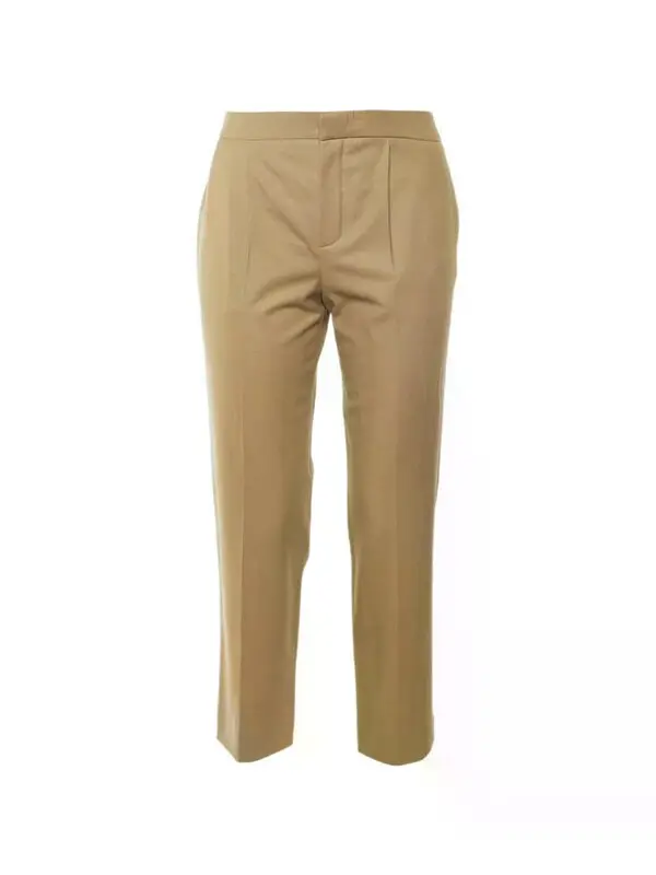 Chloé Light Green Wool Pleated Tailored Trousers