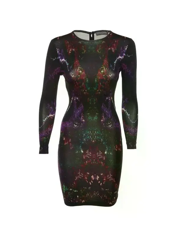 Alexander McQueen Abstract Print Fitted Midi Dress