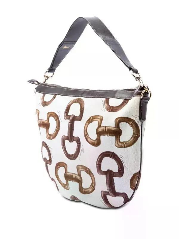 Gucci Printed Canvas Horsebit Hobo Bag