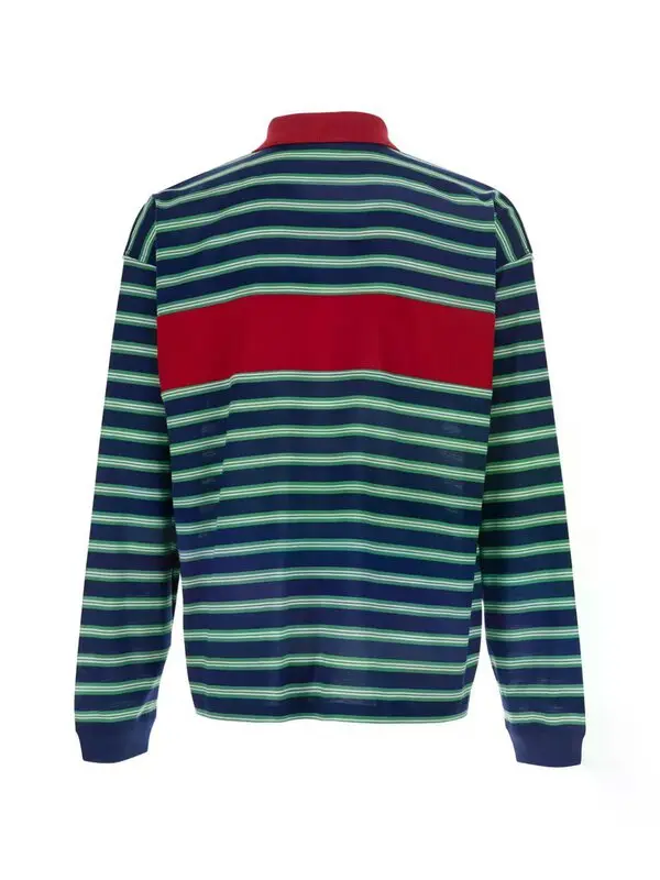 Versace Logo-detail Striped Long-sleeve Polo Shirt