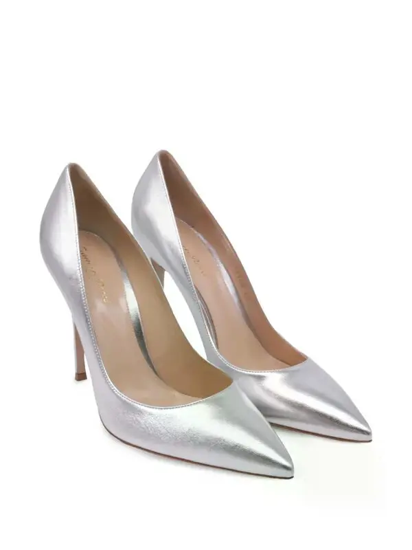 GIANVITO ROSSI Metallic Leather Pointed Toe Stiletto Heel Pumps