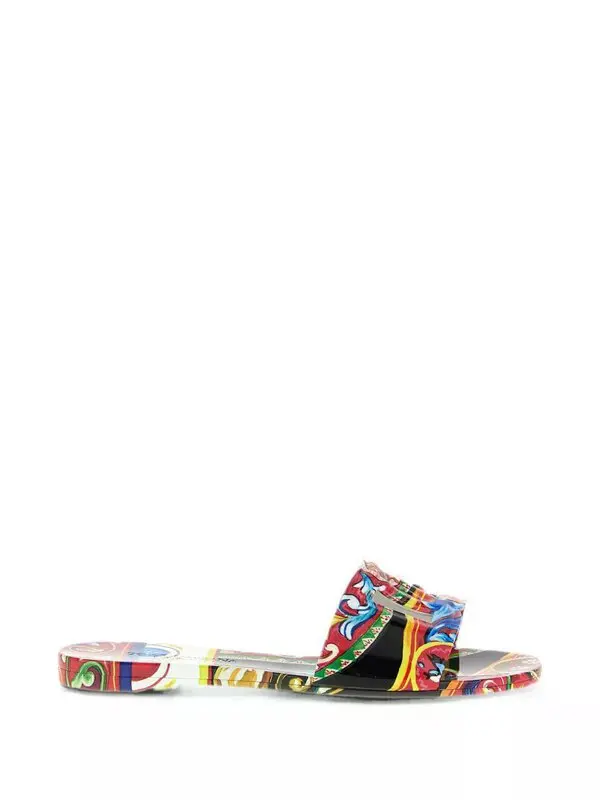 Dolce & Gabbana Carretto-print Slides - Red