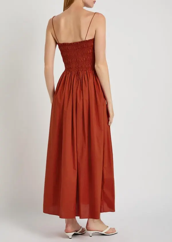 Matteau Shirred Cotton-poplin Midi Dress