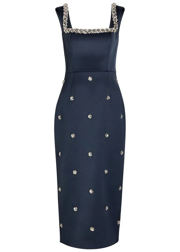 Rebecca Vallance Ayla Crystal-embellished Midi Dress - Navy