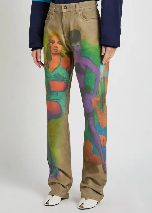 Versace The Femmes Printed Straight-leg Jeans - Multicoloured