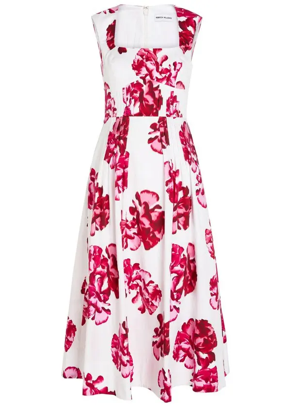 Rebecca Vallance Floral Print Square Neck Midi Dress - Multicoloured