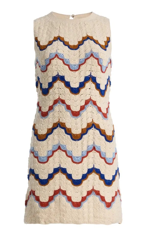 Escvdo Alma Crocheted Cotton Mini Dress - Ivory