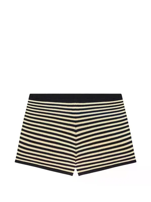Calle Del Mar Ribbed Knit Stripe Pattern Shorts - Black