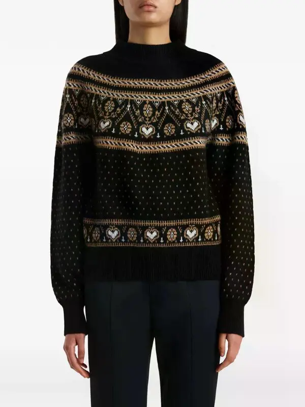 Khaite Fair Isle Knit Sweater - Black