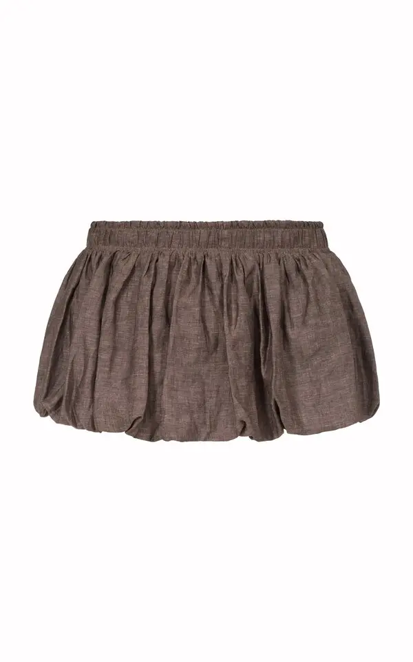 LUDOVIC DE SAINT SERNIN Palais Bubble-hem Linen Mini Skirt - Brown