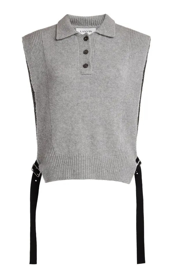 LANVIN Sleeveless Cashmere-blend Jumper With Polo Collar