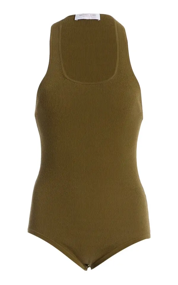 Michael Kors Ribbed Scoop Neck Bodysuit