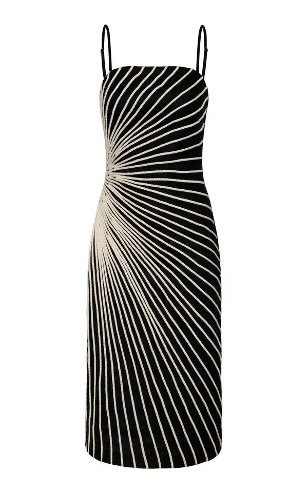 ANDRES OTALORA Imani De Amor Embroidered Linen Midi Dress - Black