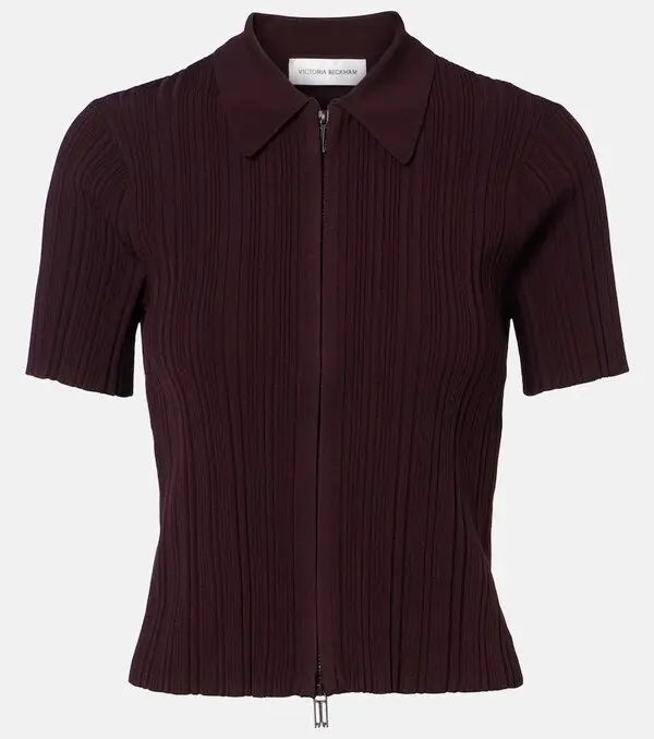 Victoria Beckham Ribbed-knit Zip-up Top
