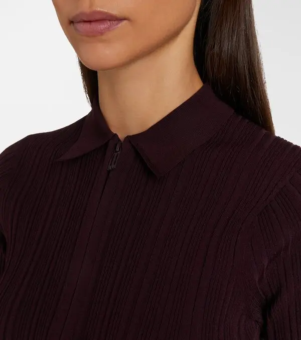 Victoria Beckham Ribbed-knit Zip-up Top