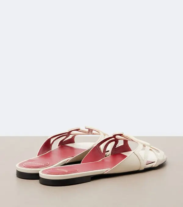 Valentino Garavani Wonderweb Vlogo Leather Slides - White