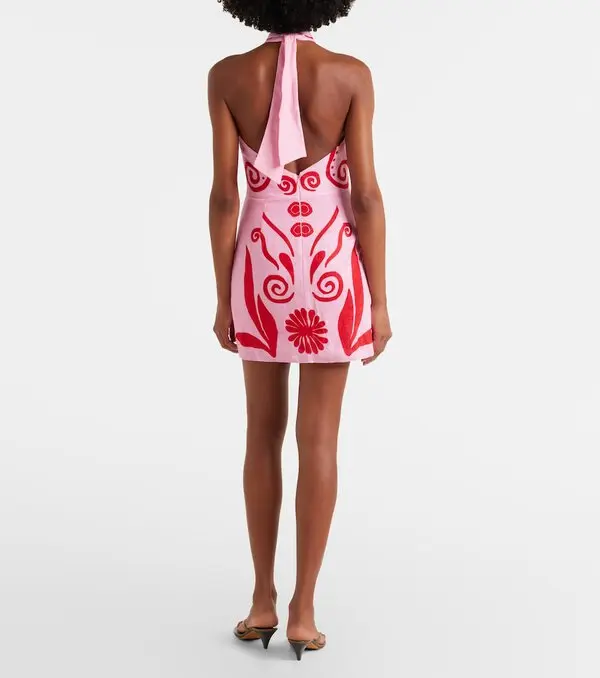 CALA DE LA CRUZ Printed Linen Mini Dress