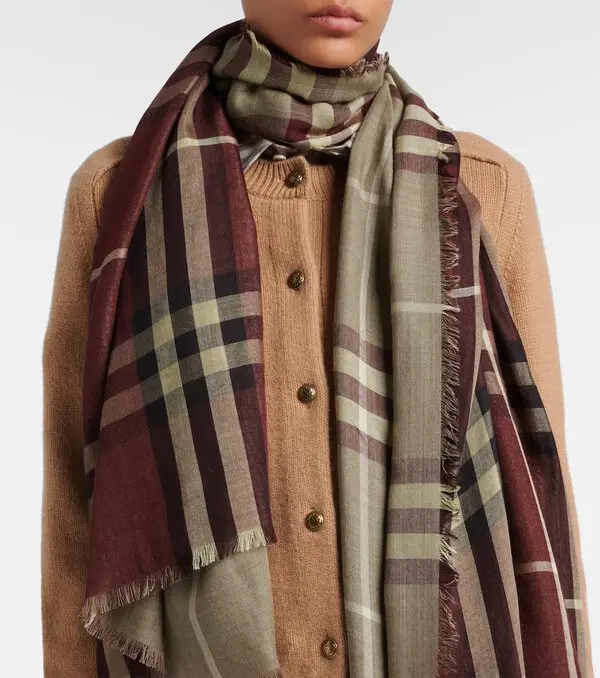 Burberry Check Wool And Silk Scarf