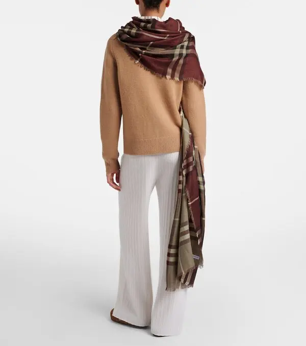 Burberry Check Wool And Silk Scarf