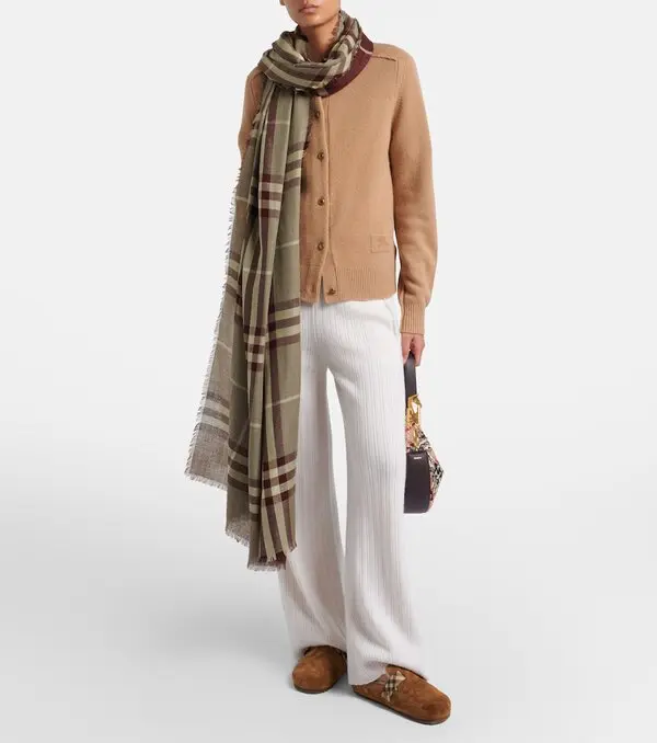 Burberry Check Wool And Silk Scarf