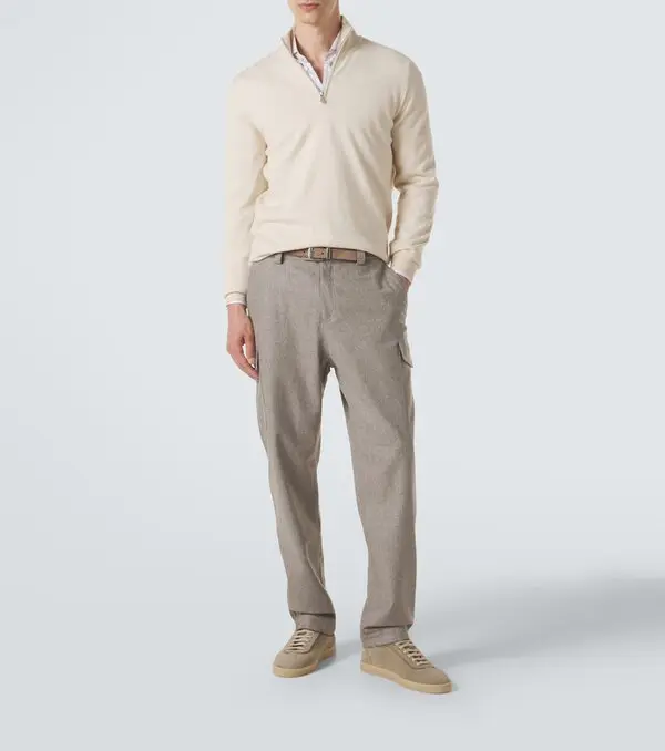 Brunello Cucinelli Cashmere Quarter-zip Sweater - Beige