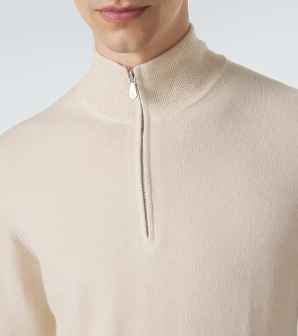 Brunello Cucinelli Cashmere Quarter-zip Sweater - Beige
