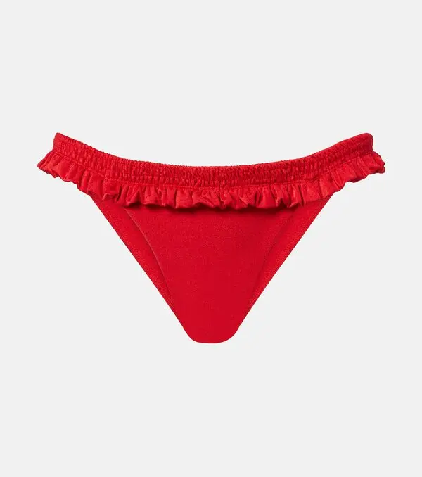 Faithfull The Brand Esterel Ruffled Bikini Bottoms - Red