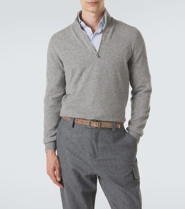 Brunello Cucinelli Cashmere Half-zip Sweater - Grey