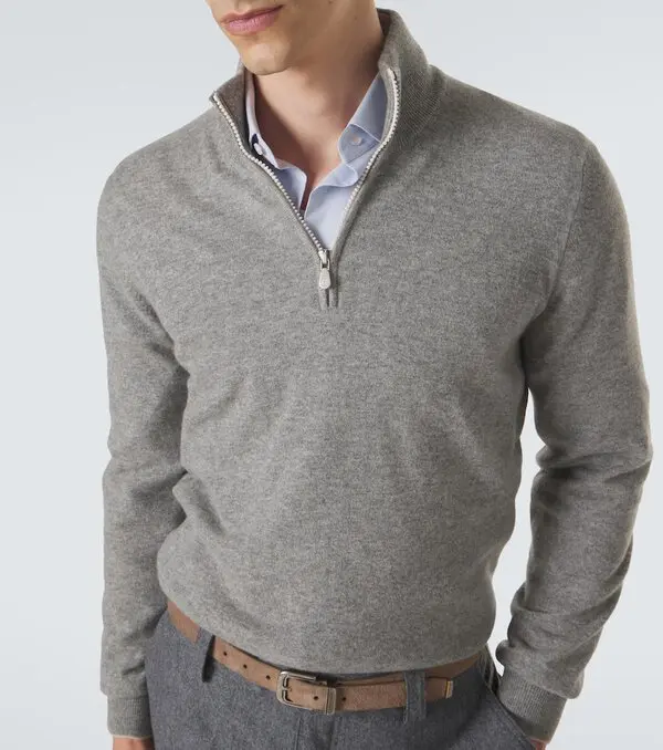 Brunello Cucinelli Cashmere Half-zip Sweater - Grey