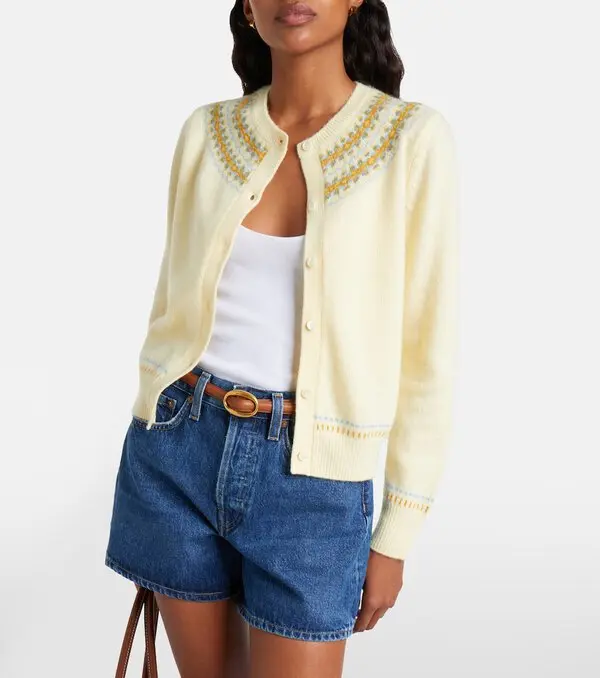 DÔEN Olympe Fair Isle Wool-blend Cardigan - Yellow